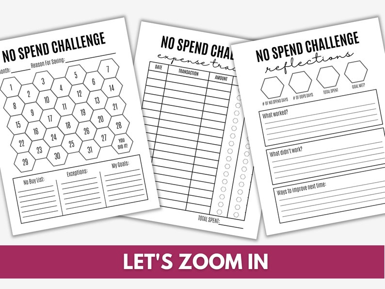 No Spend Challenge Printable, No Spend Month Tracker, Money Saving ...