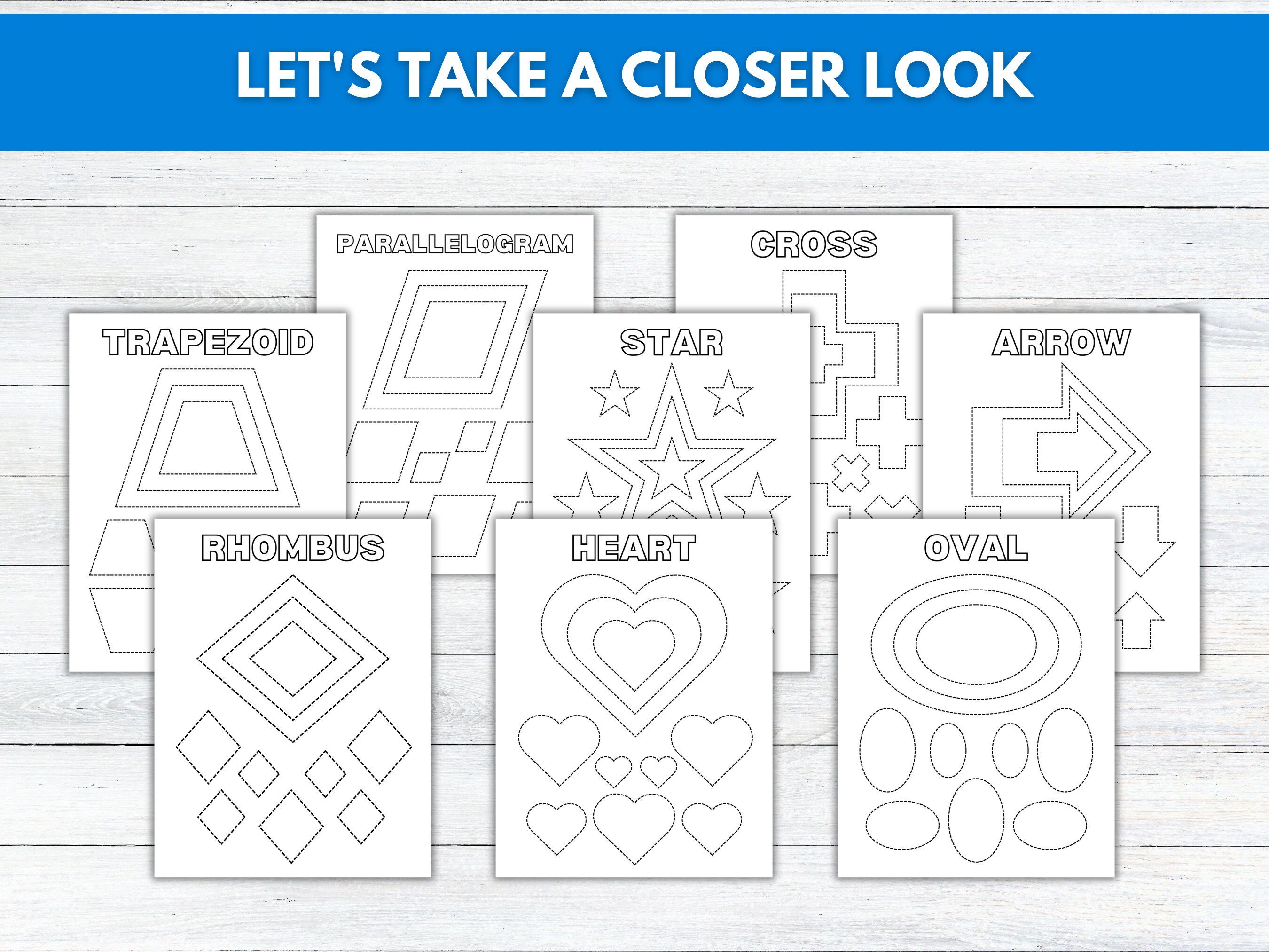 Shape Tracing Worksheets, Printable Preschool Tracing, Learning Shapes ...