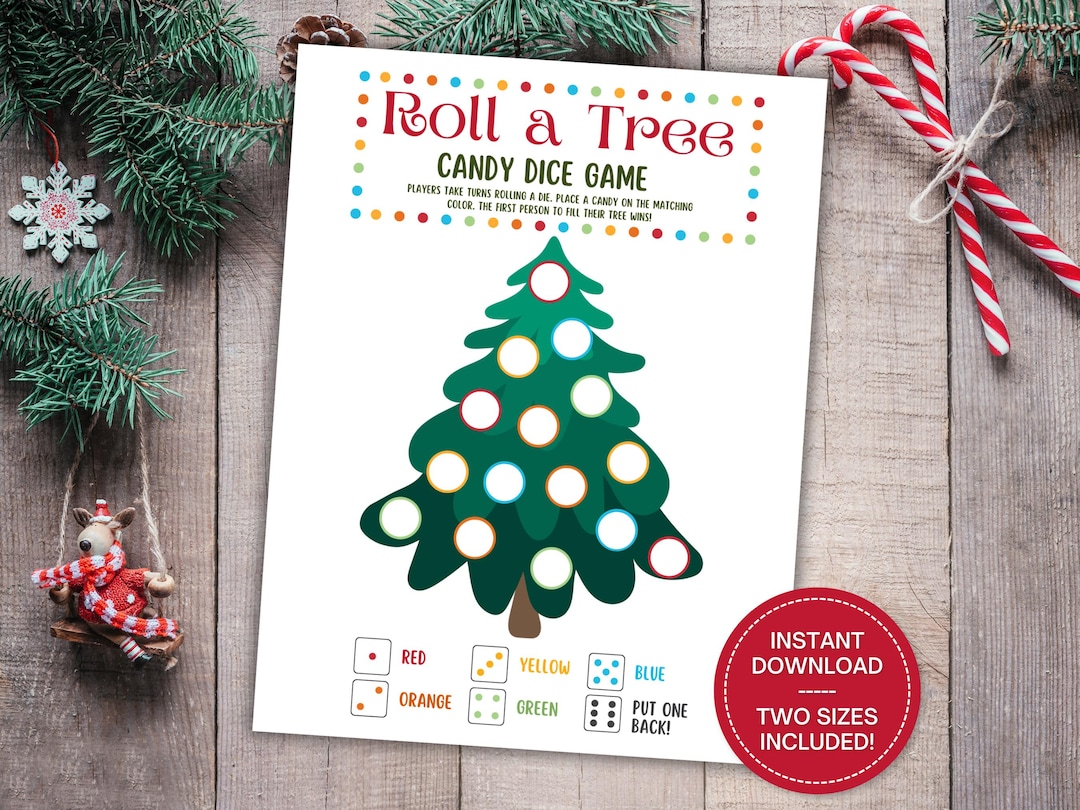 Roll a Christmas Tree Dice Game, Printable Christmas Games for Kids ...