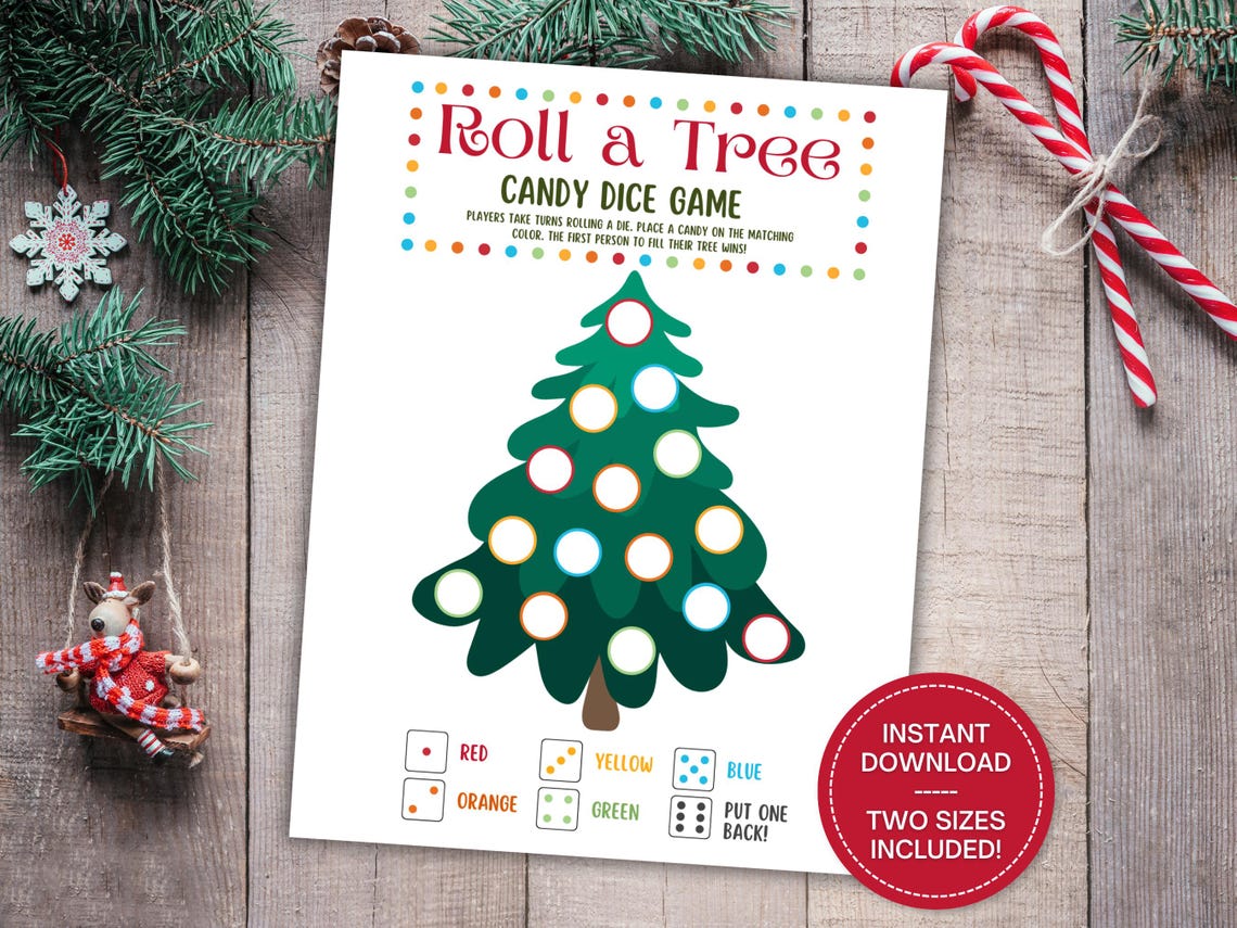 Roll a Christmas Tree Dice Game, Printable Christmas Games for Kids ...