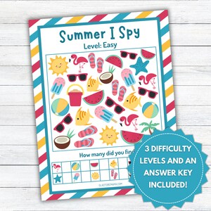 Summer I Spy Printable, I Spy Game for Kids, Summer Printable Activity ...