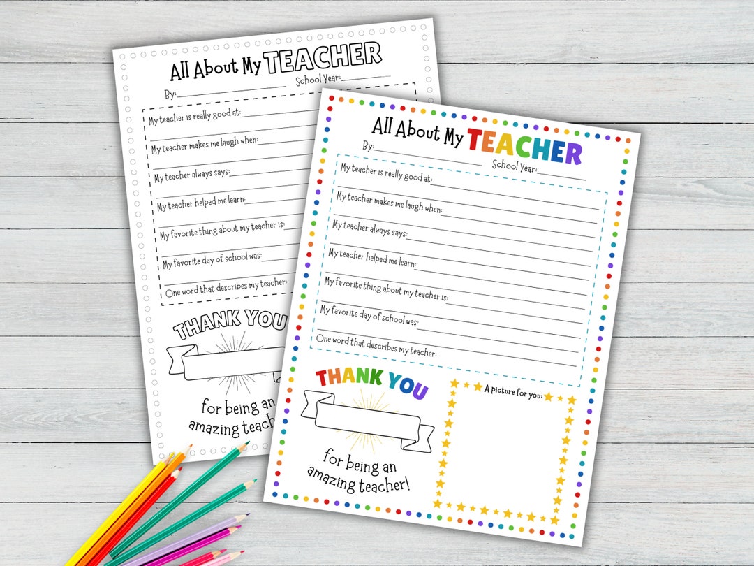 Teacher Appreciation Week Printable, All About My Teacher ...