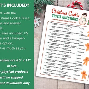 Christmas Cookie Trivia Game, Cookie Exchange Game, Cookie Swap, Cookie ...