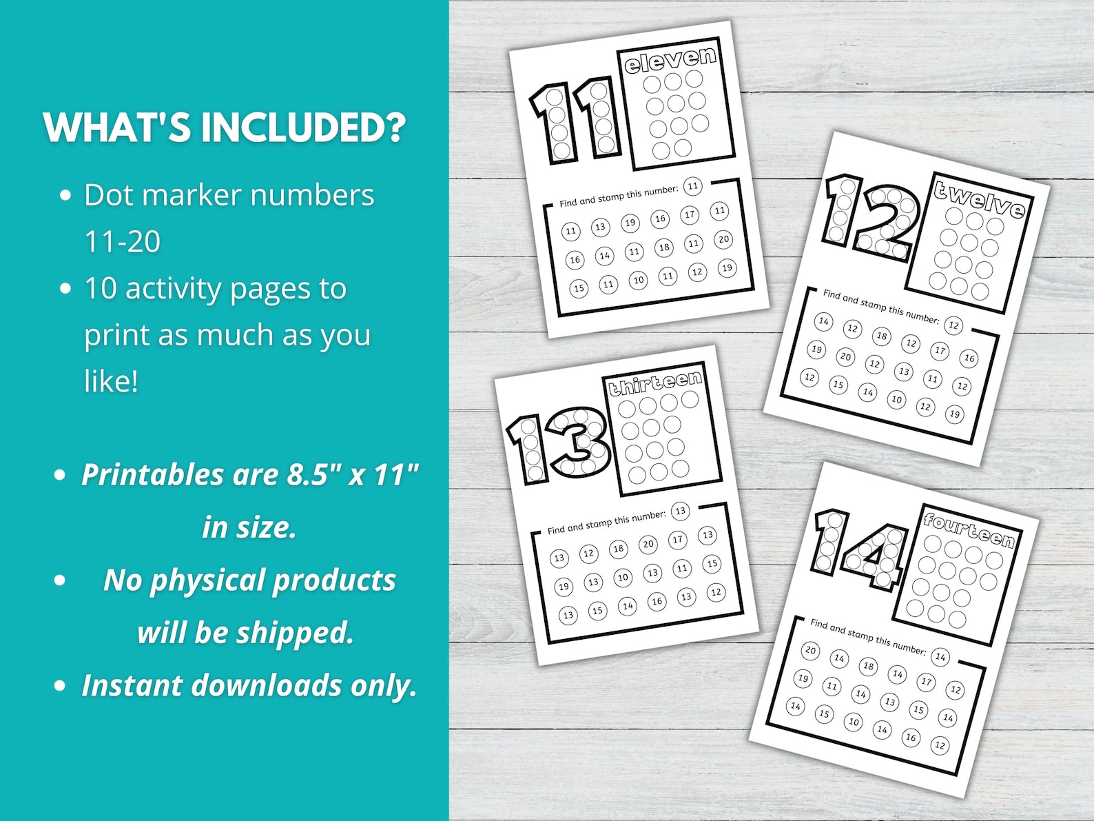 Dot Marker Numbers 11-20 Printable, Dab Marker Number Activity ...