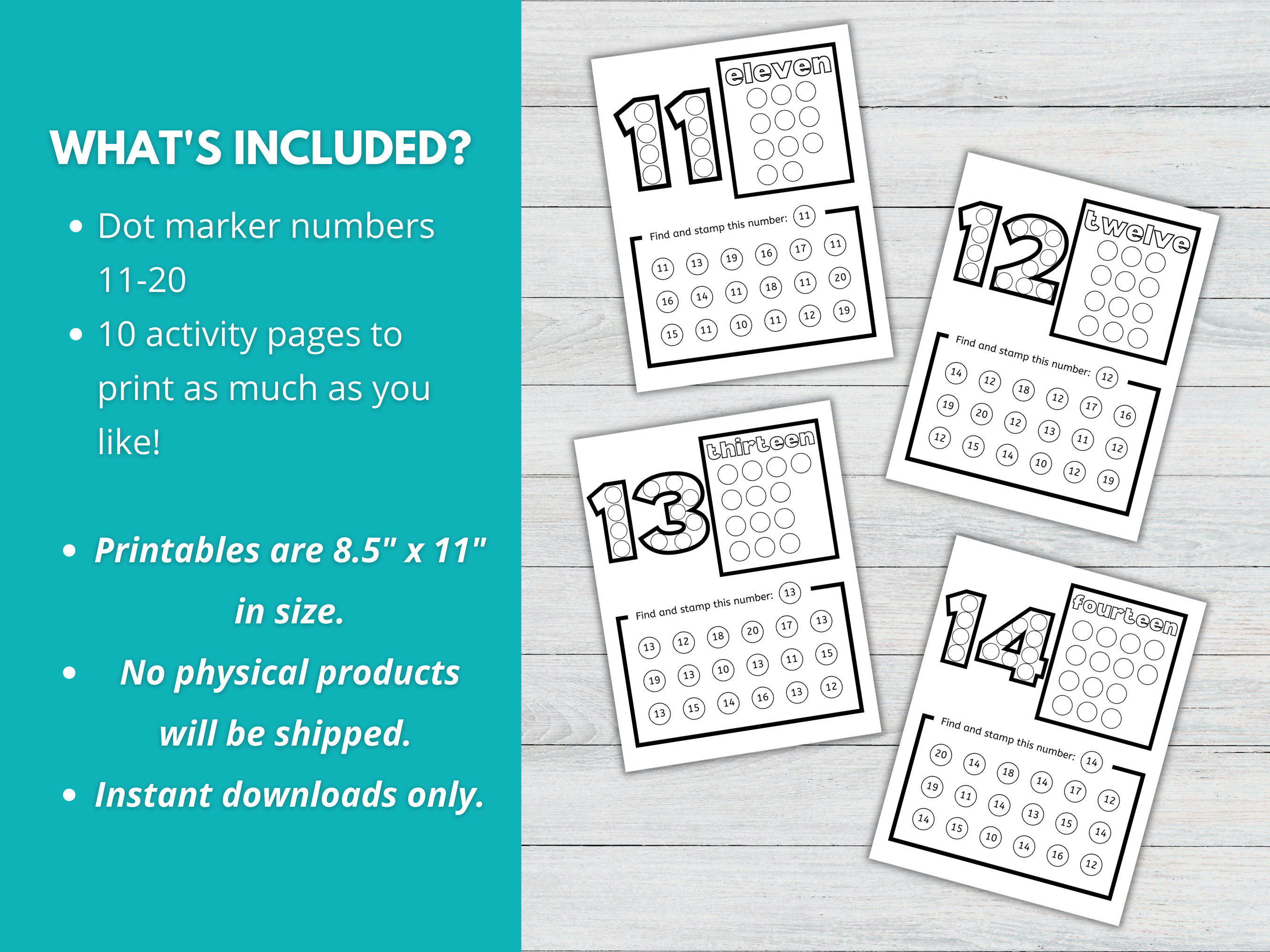 Dot Marker Numbers 11-20 Printable, Dab Marker Number Activity ...