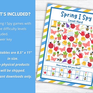 Spring I Spy Worksheets, Spring Printable Activity, Easter Activity ...