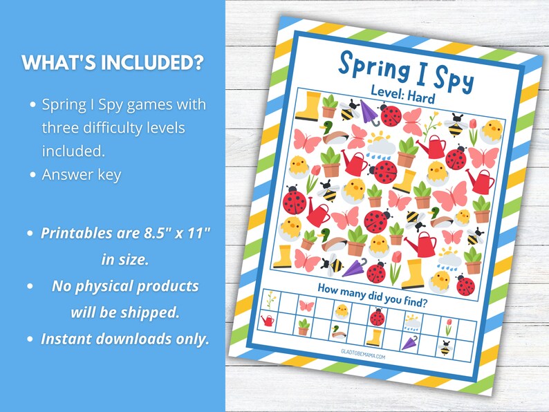 Spring I Spy Worksheets, Spring Printable Activity, Easter Activity ...
