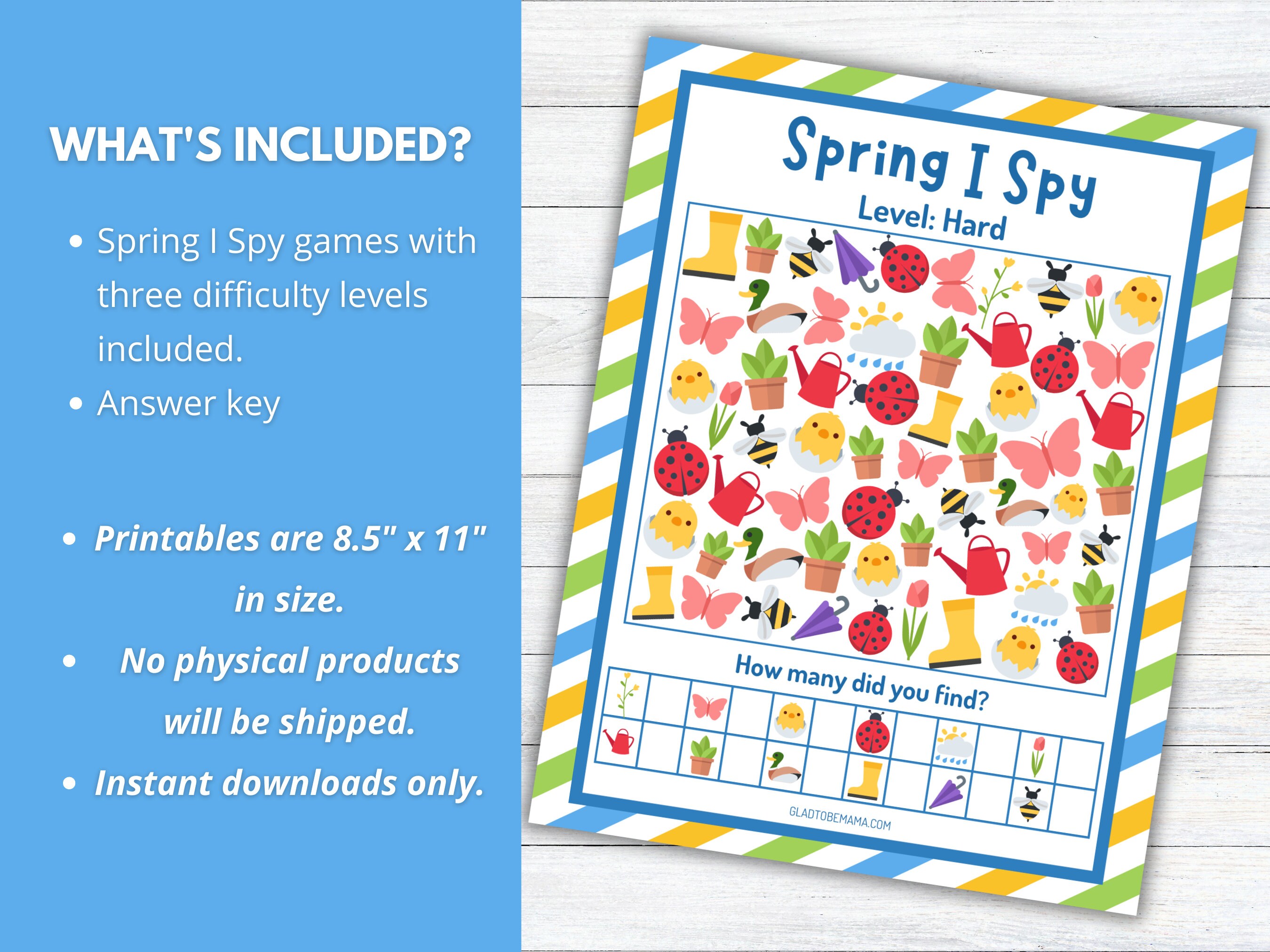 Spring I Spy Worksheets, Spring Printable Activity, Easter Activity ...