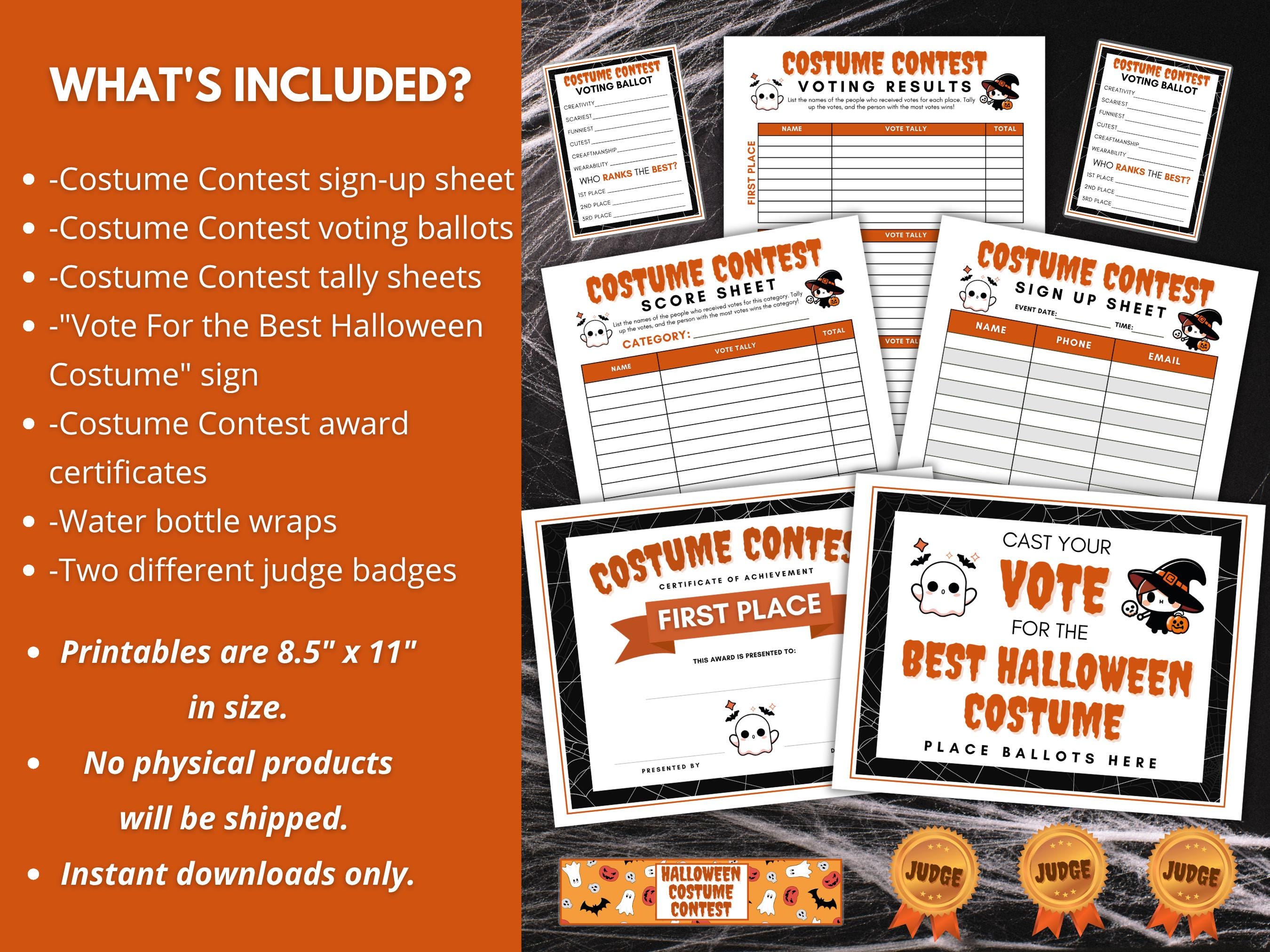 Halloween Costume Contest Kit, Costume Contest Voting Card Ballots ...