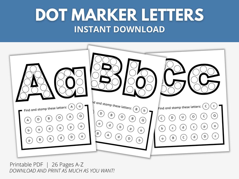 Dot Marker Letters Printable, Dab Marker Letter Activity, Dot Marker ...