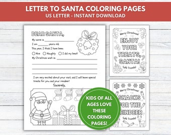 Letter to Santa Coloring Page, Printable Dear Santa Letter, Christmas ...