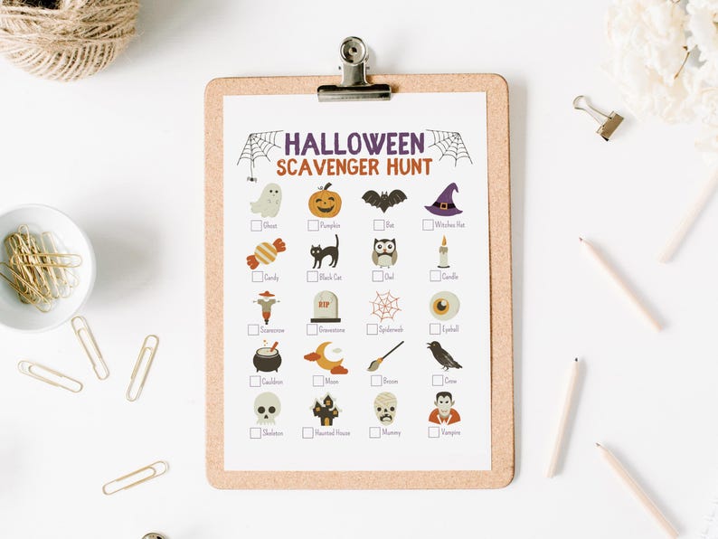 Halloween Scavenger Hunt Printable, Halloween Party Game for Kids ...