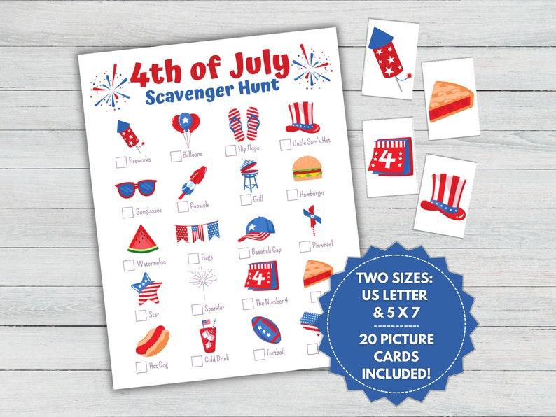 Fourth of July Scavenger Hunt, Indoor Independence Day Scavenger Hunt ...