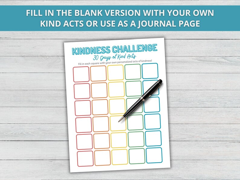 Acts of Kindness Calendar, Kindness Challenge, Kids Kindness Calendar ...