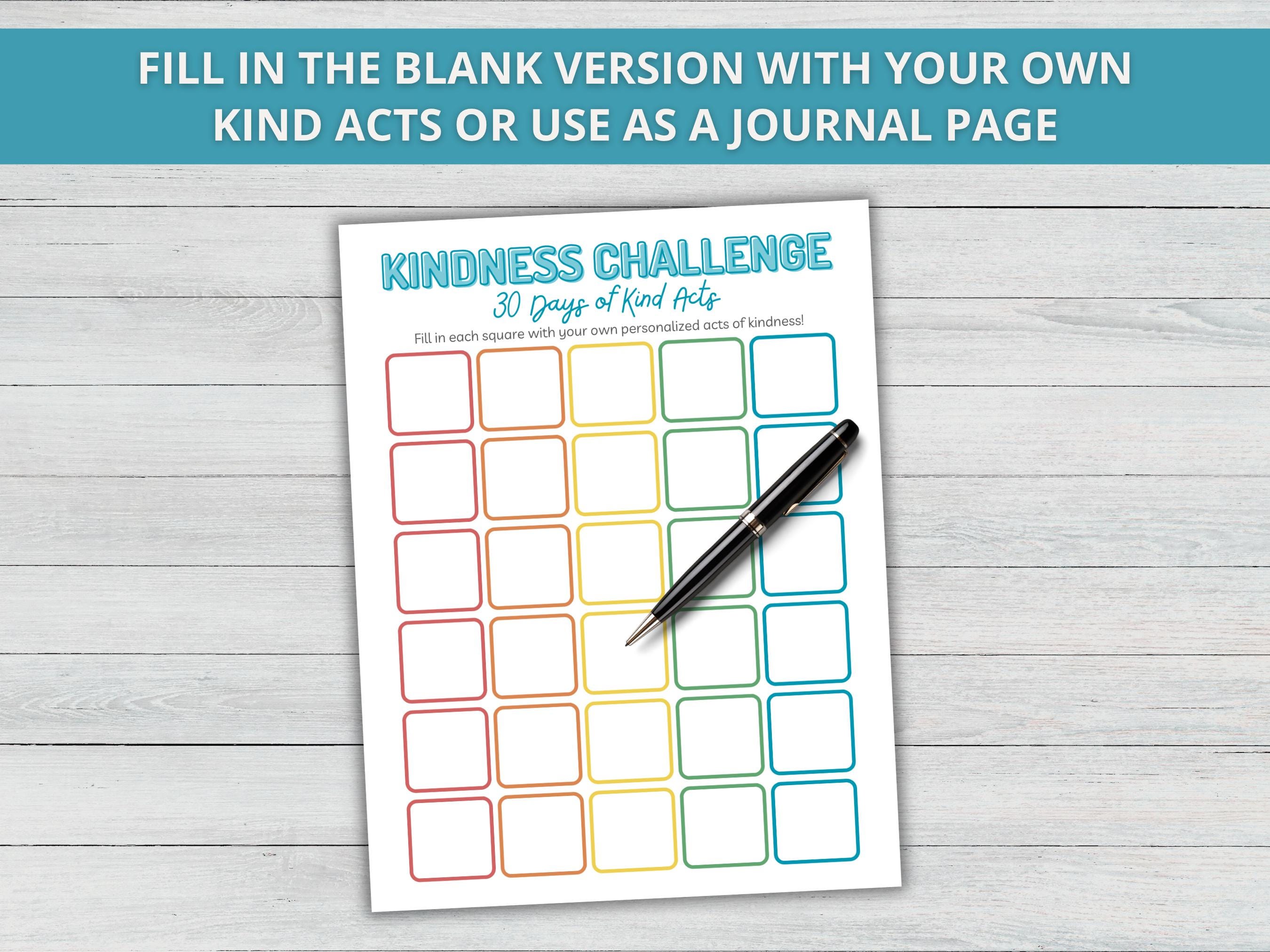 Acts of Kindness Calendar, Kindness Challenge, Kids Kindness Calendar ...