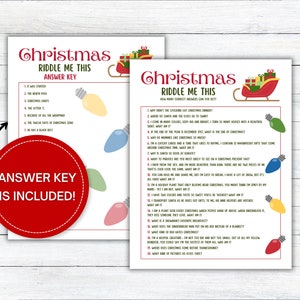 Christmas Riddles Game Printable, Christmas Party Game, Christmas ...