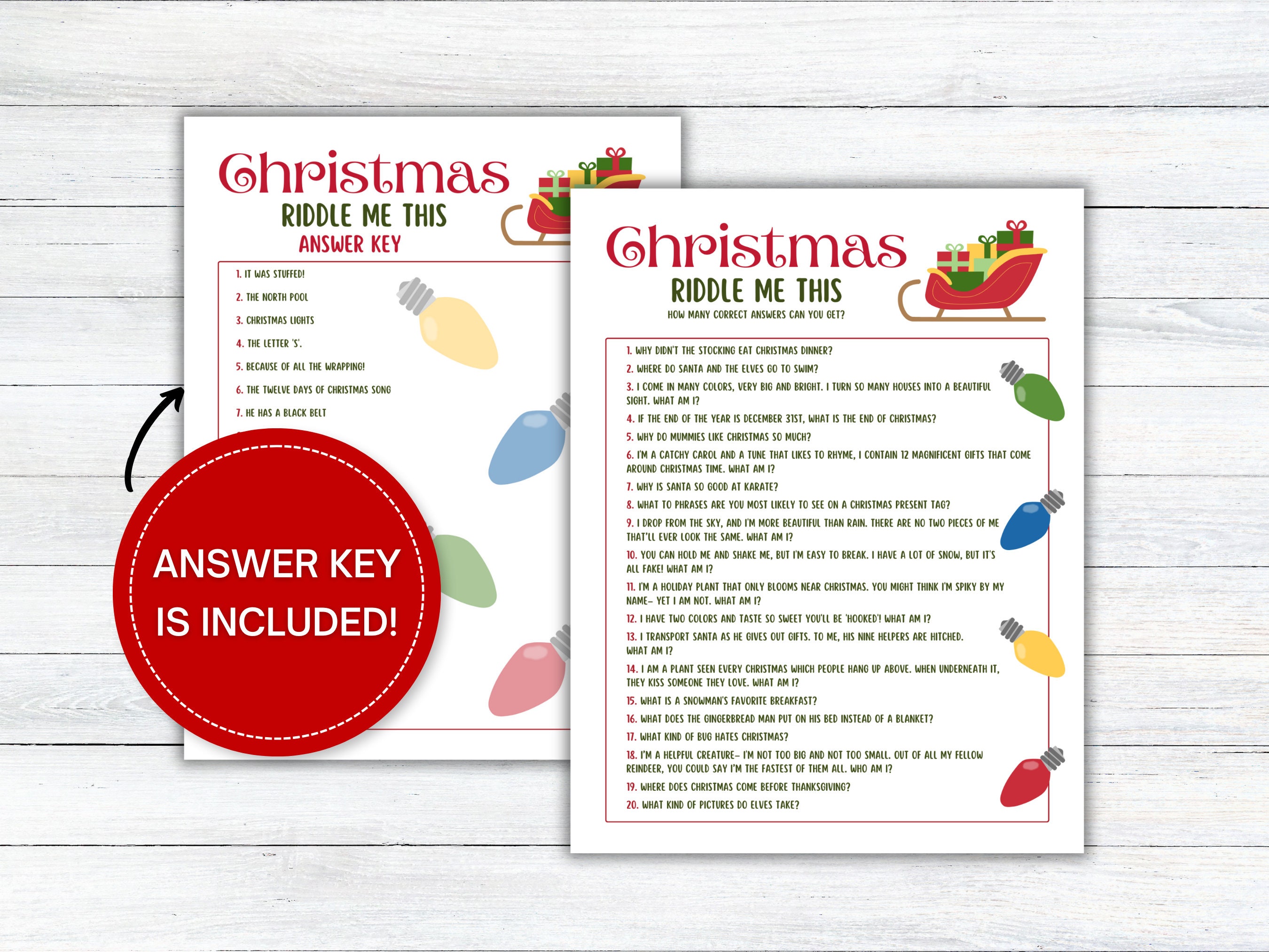 Christmas Riddles Game Printable Christmas Party Game - Etsy