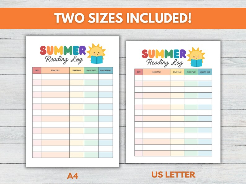 Kids Summer Reading Log, Summer Book Log, Summer Reading Chart, Kids ...