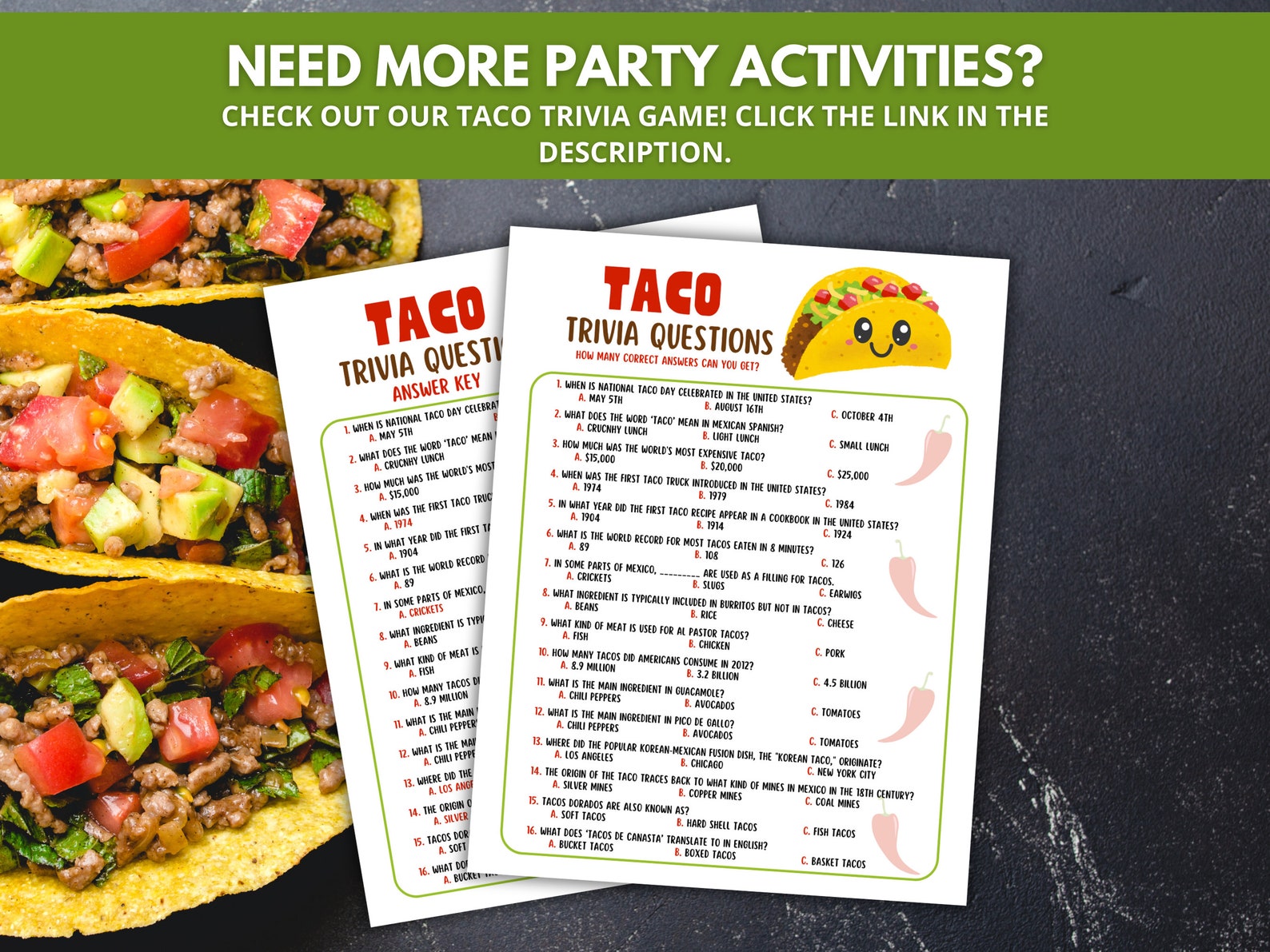 What's Your Taco Name Game With Name Tags, Taco Party Game, Mexican ...