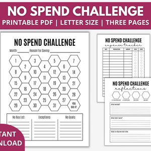 No Spend Challenge Printable, No Spend Month Tracker, Money Saving ...