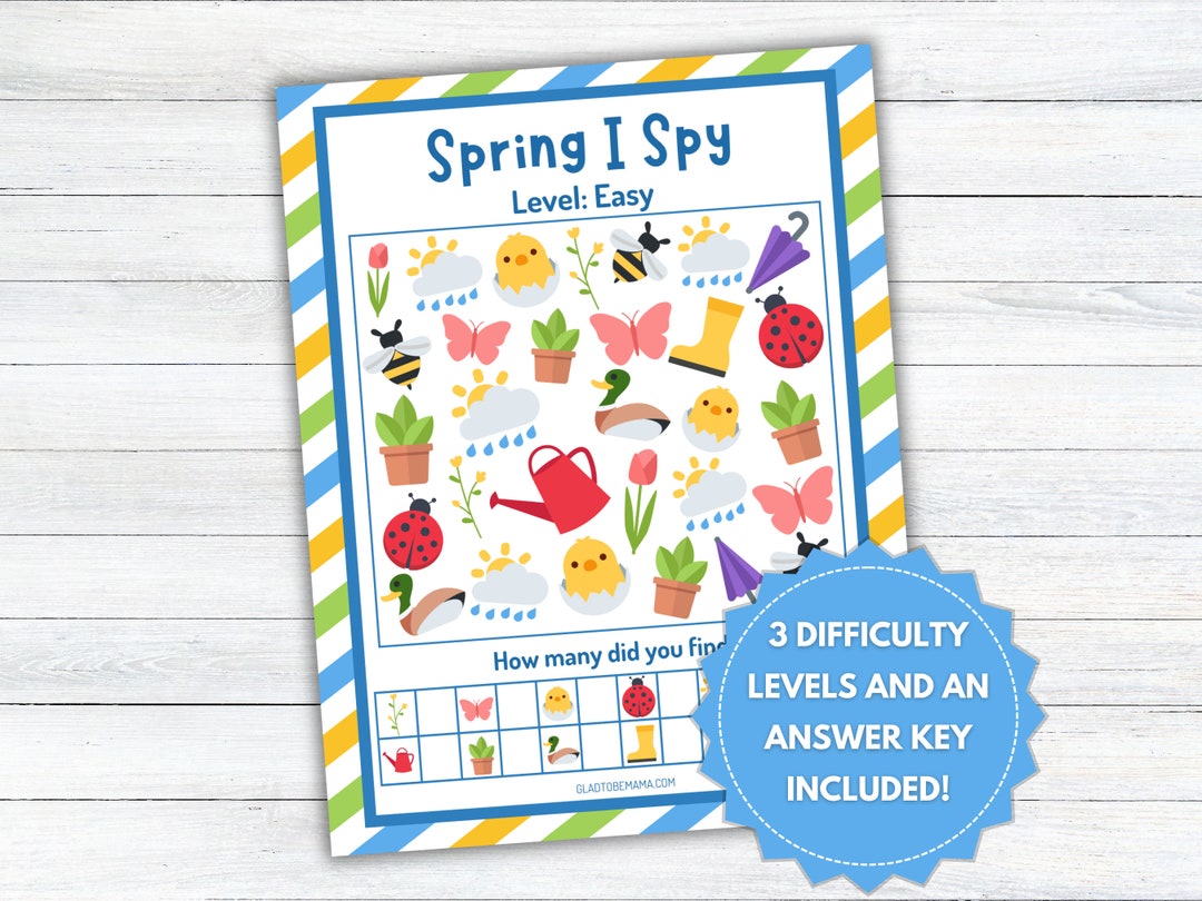 Spring I Spy Worksheets, Spring Printable Activity, Easter Activity ...