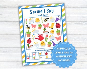 Spring I Spy Worksheets, Spring Printable Activities, Easter Activity ...