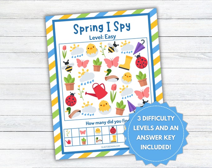 Spring I Spy Worksheets, Spring Printable Activities, Easter Activity ...