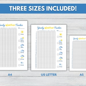 Weather Tracker Printable, Weekly Monthly Yearly Weather Chart, Kids ...