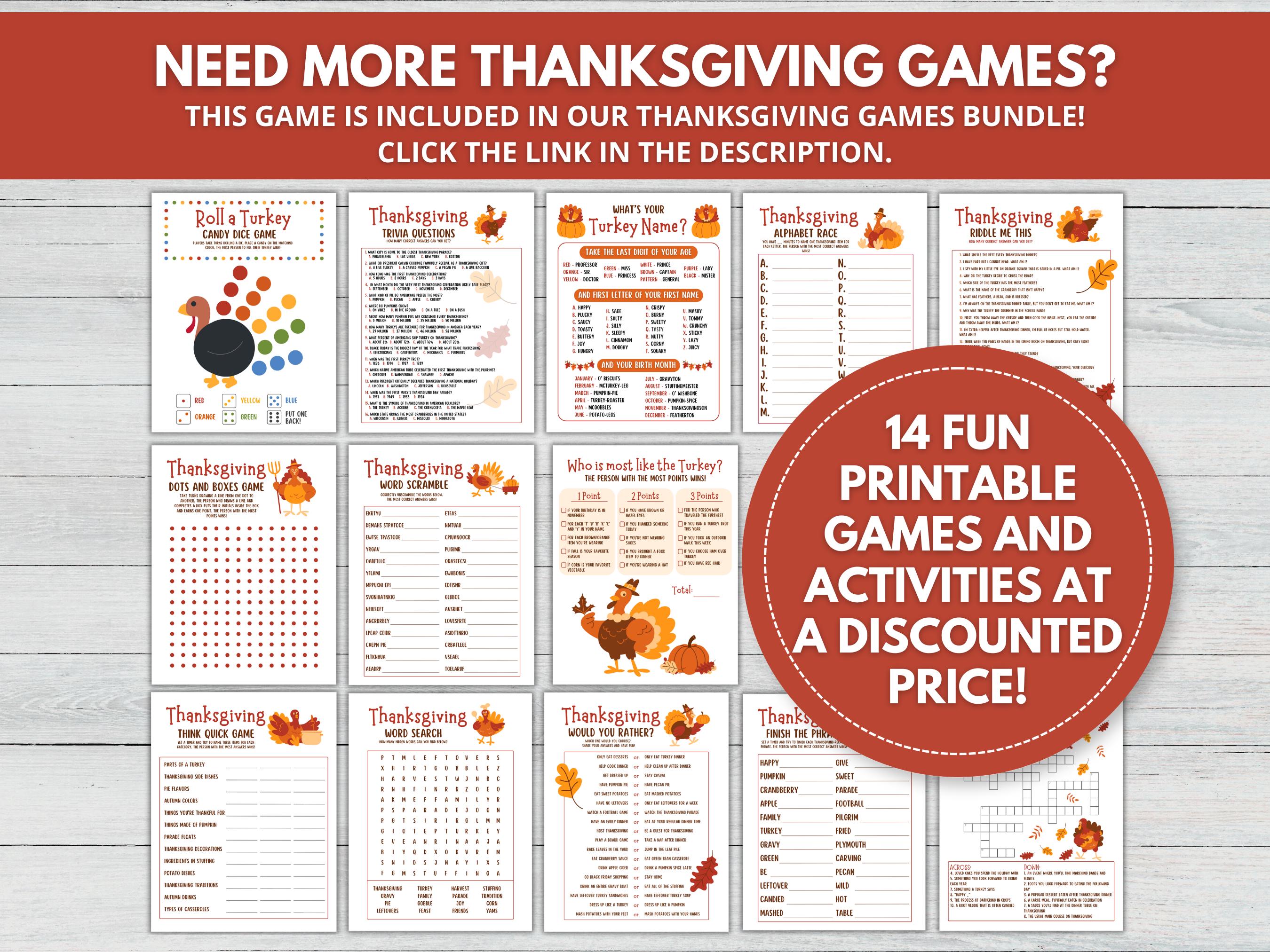 Thanksgiving would you rather Game, Fall This or That, Printable ...