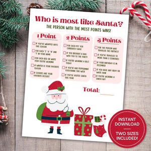 Who is Most Santa Like Santa Claus, Christmas Party Game, Office Party ...