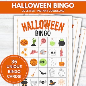 Halloween Bingo Cards, Halloween Party Game, Kids Halloween Activity ...