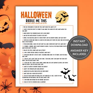 Halloween Riddle Me This Trivia Game, Printable Halloween Party Games ...