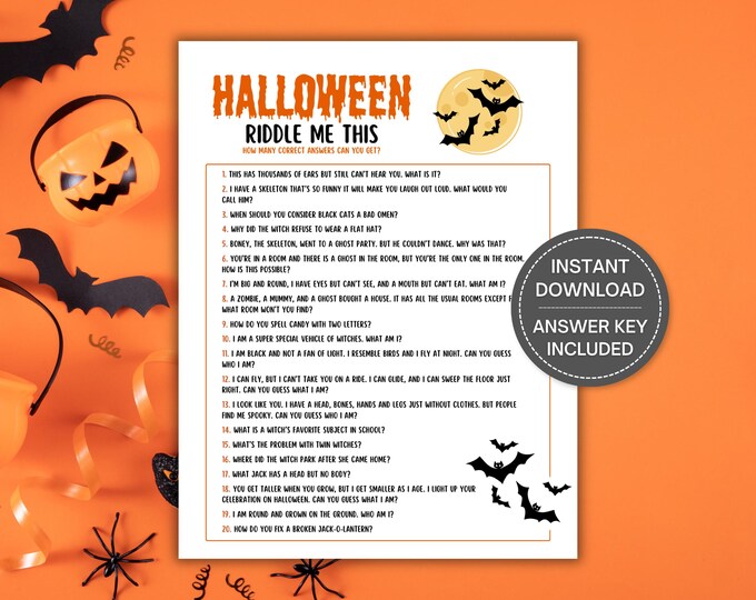 Halloween Riddles Printable Party Game for Kids, Funny Fall Dad Joke ...