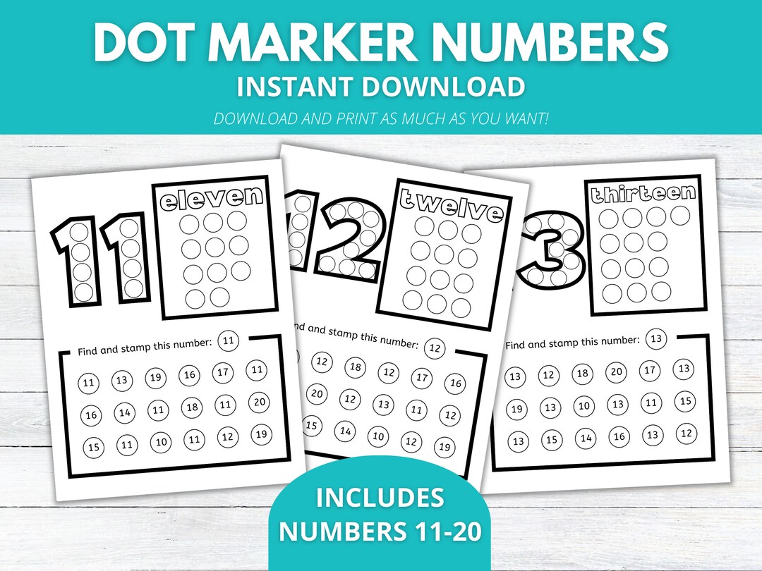 Dot Marker Numbers 11-20 Printable Dab Marker Number - Etsy