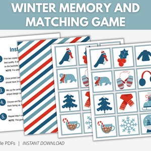 Winter Memory & Matching Game, Preschool Activities, Winter Memory Game ...