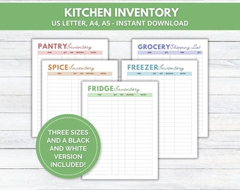 Food Inventory Printable - Pantry Inventory - Fridge Inventory ...