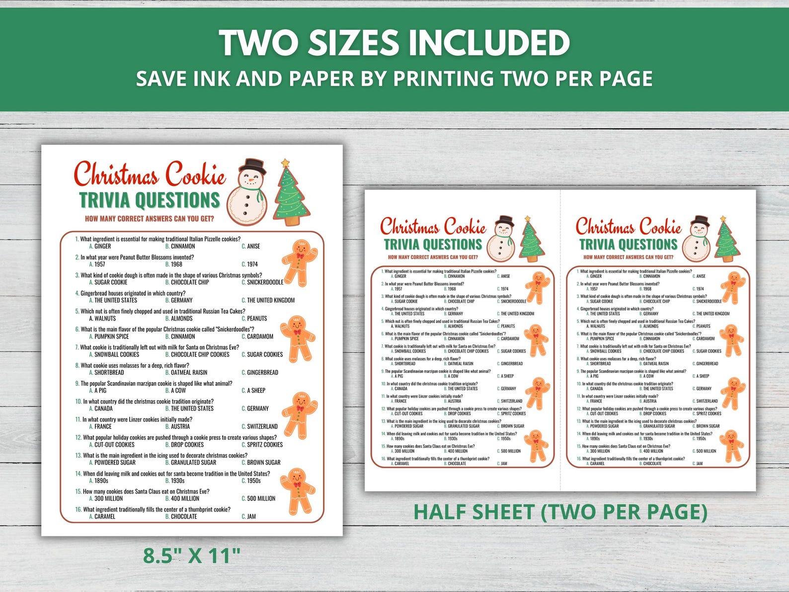 Christmas Cookie Trivia Game, Cookie Exchange Game, Cookie Swap, Cookie ...