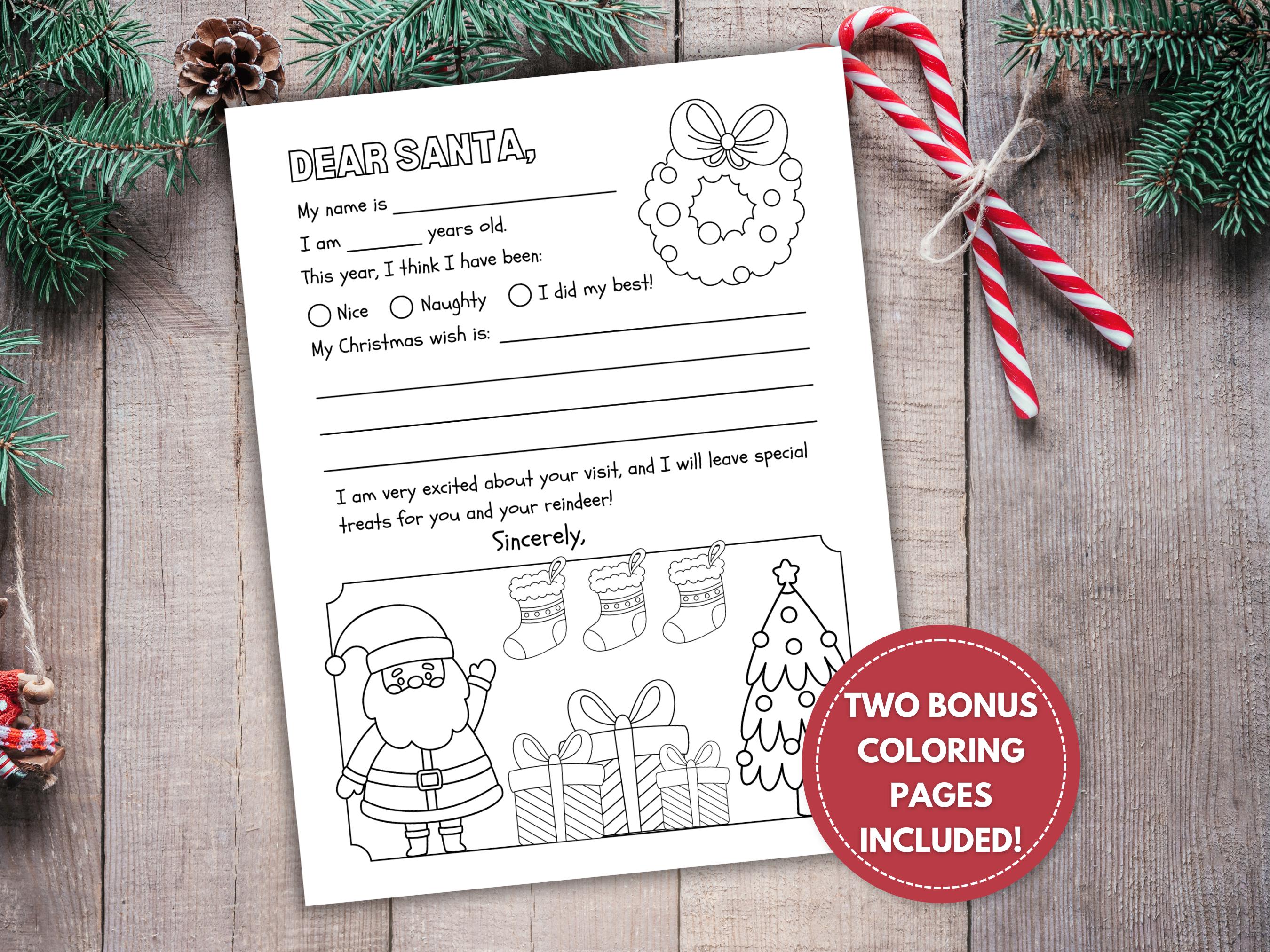 Letter to Santa Coloring Page, Printable Dear Santa Letter, Kids ...