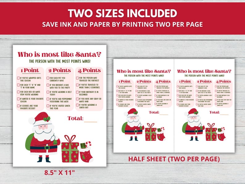 Who is Most Santa Like Santa Claus, Christmas Party Game, Office Party ...