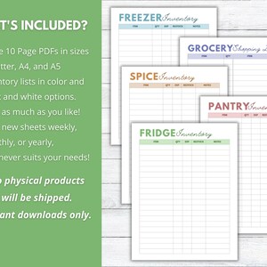 Kitchen Inventory Printable Bundle, Freezer and Fridge Inventory ...