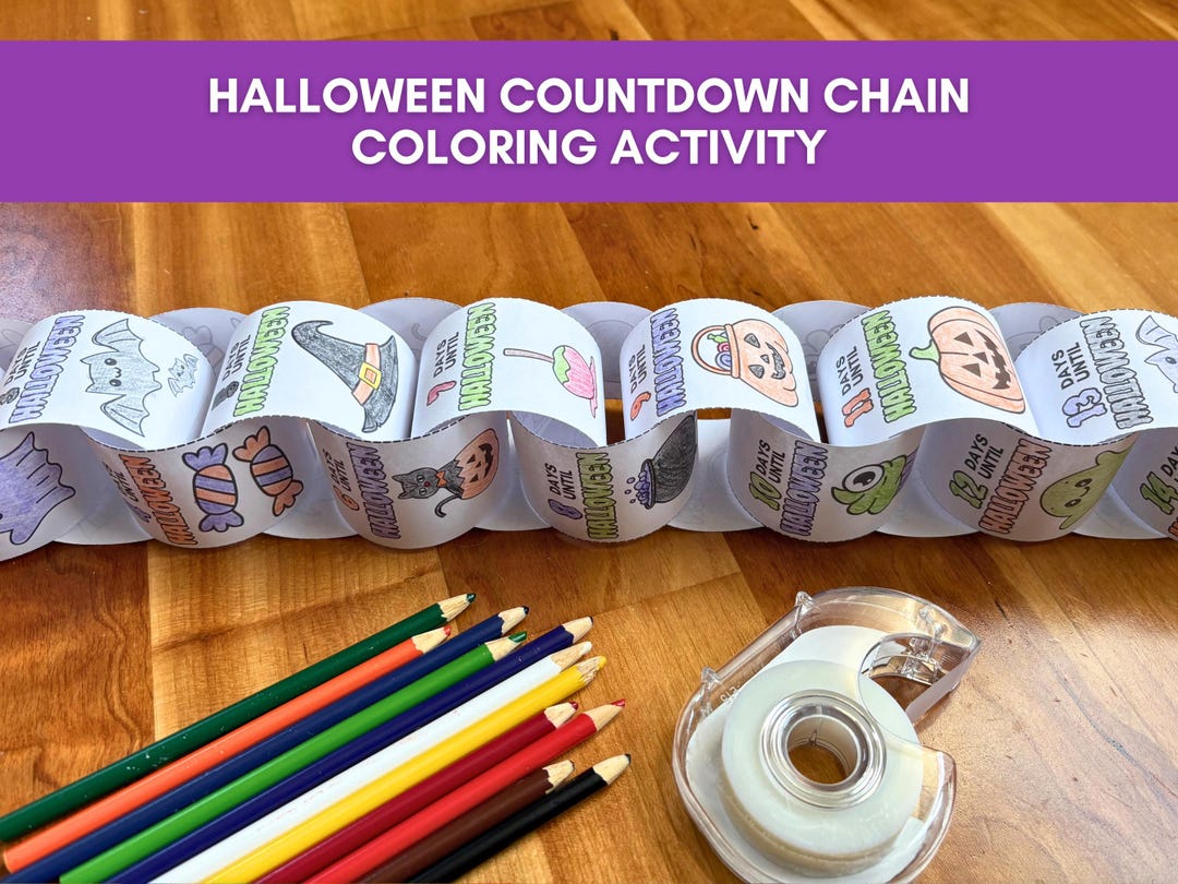 Halloween Countdown Chain, Printable Halloween Advent Paper Chain ...