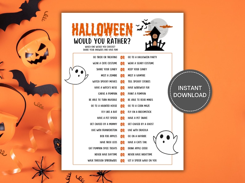Halloween Would You Rather Game, Printable Halloween Party Activities ...