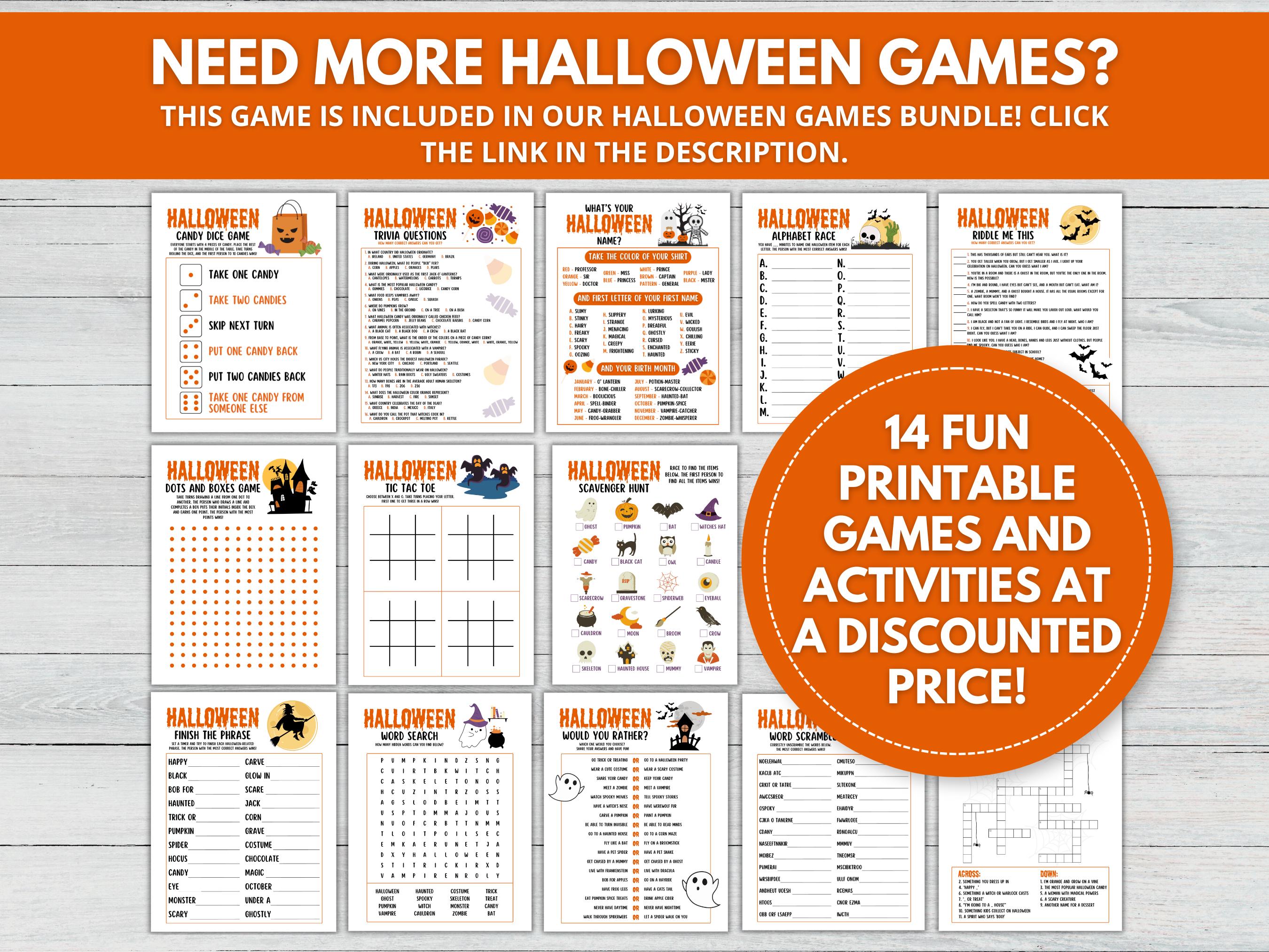 Halloween Would You Rather Game, Printable Halloween Party Activities ...