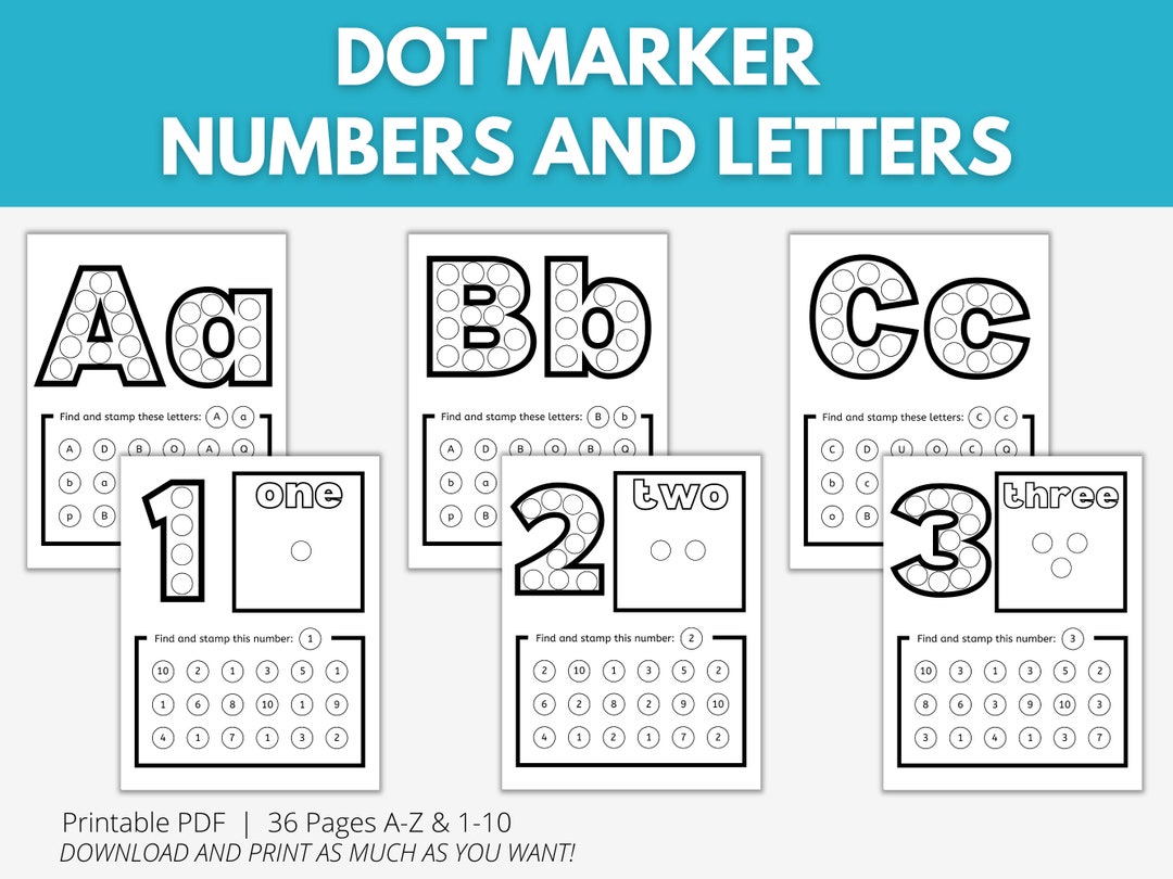 Dot Marker Letters & Numbers Printable, Dab Marker ABC and 123 Activity ...