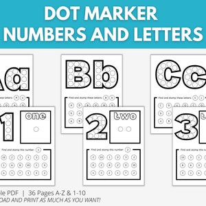 Dot Marker Letters & Numbers Printable, Dab Marker ABC and 123 Activity ...