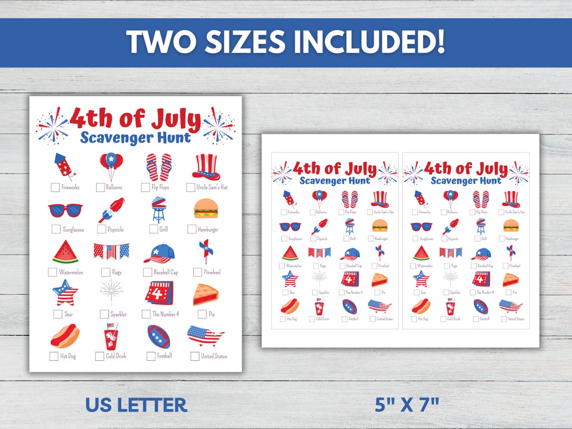 Fourth of July Scavenger Hunt, Indoor Independence Day Scavenger Hunt ...