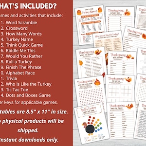14 Thanksgiving Games Bundle, Printable Thanksgiving Party Games ...