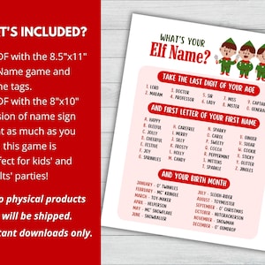 What's Your Elf Name Game With Name Tags, Christmas Party Game ...