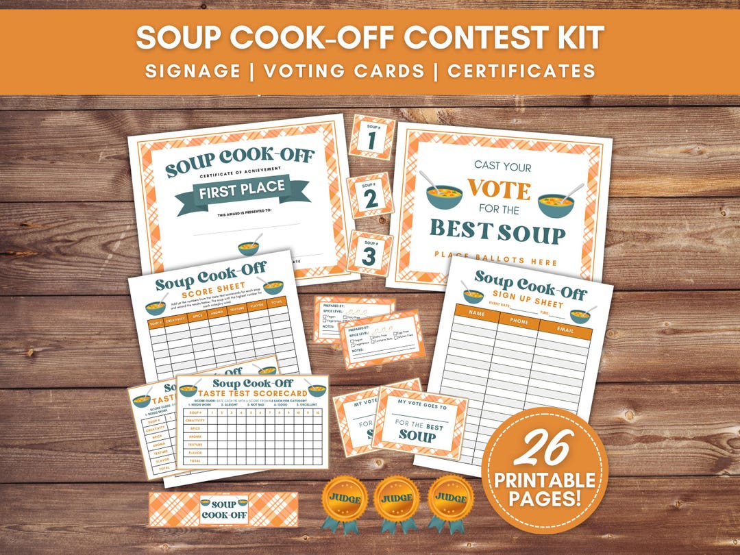Soup Cook-off Contest Kit, Soup Scorecards, Soup Competition Voting ...