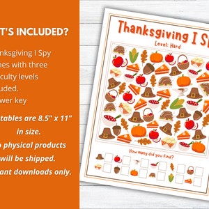 Thanksgiving I Spy, Thanksgiving Game Printable, Look and Find, Party ...